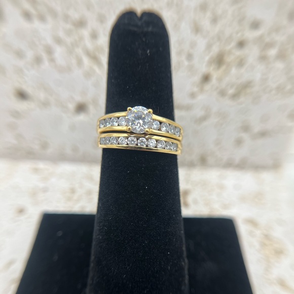 Jewelry | 16 Tcw Cz 10k Yellow Gold 2piece Channel Bridal Ring Set ...